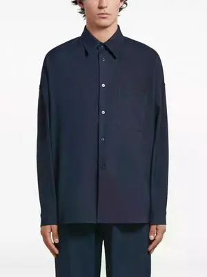 Marni Logo-patch Virgin-wool Shirt