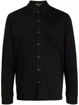 JAMES PERSE Spread-collar Jersey Shirt - Black