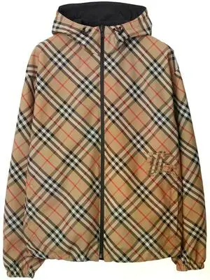 Burberry Check Reversible Zip-front Hooded Jacket - Brown