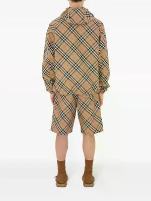 Burberry Check Reversible Zip-front Hooded Jacket - Brown