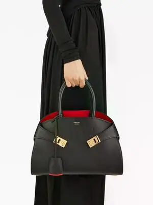FERRAGAMO Hug Leather Tote Bag - Black