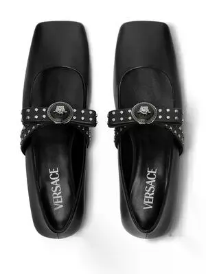 Versace Ribbon Studded Ballerina Shoes