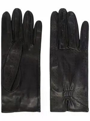MANOKHI Perforated Leather Gloves - Black