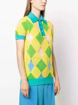 BOTTER Geometric-pattern Knitted Polo Shirt