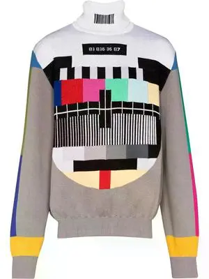 VTMNTS Barcode Motif Roll-neck Jumper