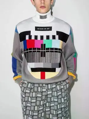 VTMNTS Barcode Motif Roll-neck Jumper