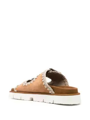 Mou Whipstitch-trim Suede Slides