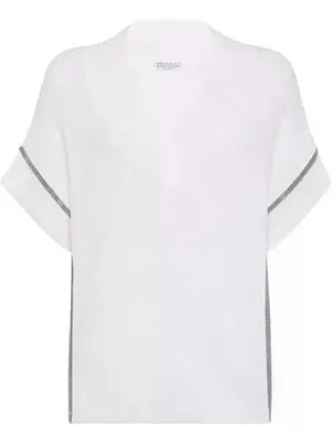 Brunello Cucinelli Monili Trim T-shirt - White