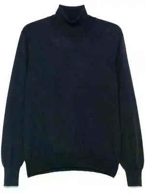 D4.0 Virgin Wool Roll Neck Sweater - Blue