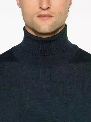 D4.0 Virgin Wool Roll Neck Sweater - Blue