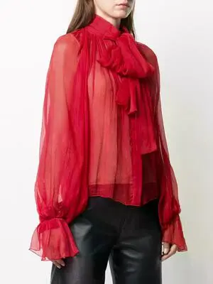 ATU BODY COUTURE Balloon-sleeve Chiffon Blouse
