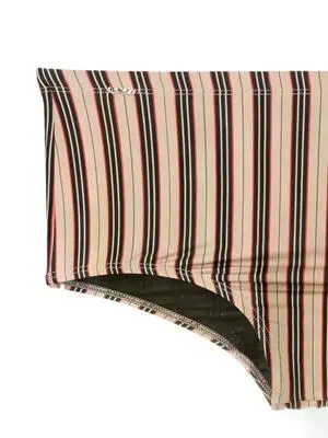 AMIR SLAMA Stripe-print Swim Trunks - Brown