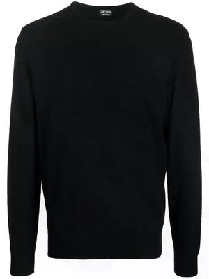 Zegna Crew Neck Cashmere Sweater - Black