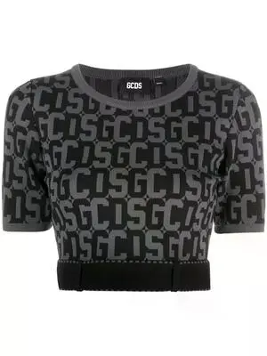 Gcds Matilda Monogram Cropped Top - Black
