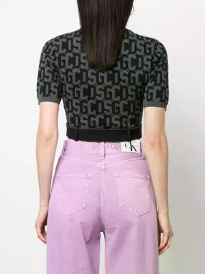 Gcds Matilda Monogram Cropped Top - Black
