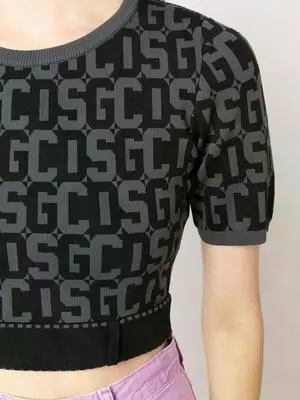 Gcds Matilda Monogram Cropped Top - Black