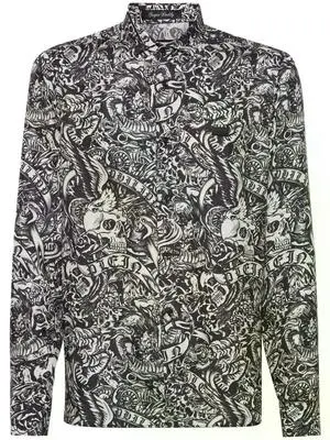 Philipp Plein Tattoo-print Silk Shirt