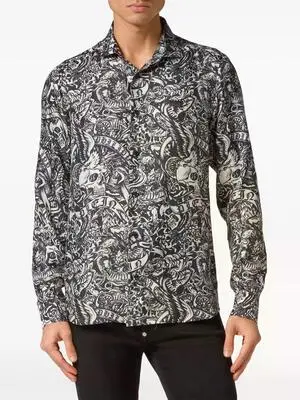 Philipp Plein Tattoo-print Silk Shirt