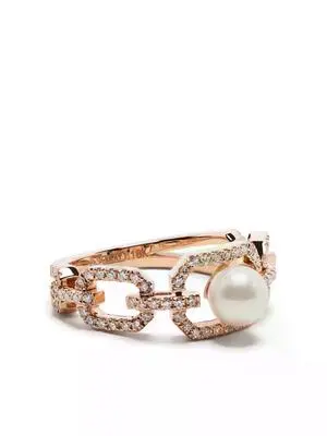 Shay 18k Rose Diamond And Pearl Ring - Gold