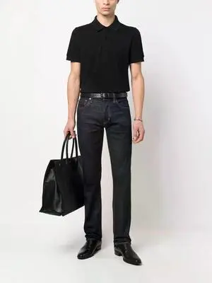 TOM FORD Short-sleeved Cotton Polo Shirt - Black