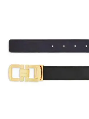 FERRAGAMO Geometric Gancini Buckle Reversible Leather Belt