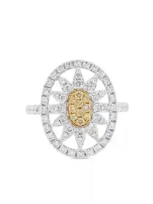 HYT JEWELRY 18kt Yellow Gold And Platinum Diamond Ring - Silver