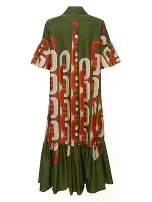 La DoubleJ Choux Chain-link Print Dress - Green