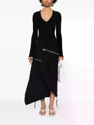 COURREGES Logo-appliqué Ribbed Jumper - Black