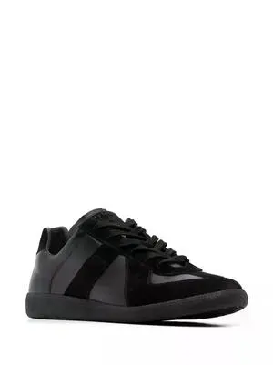 MAISON MARGIELA Replica Low-top Leather And Suede Sneakers - Black