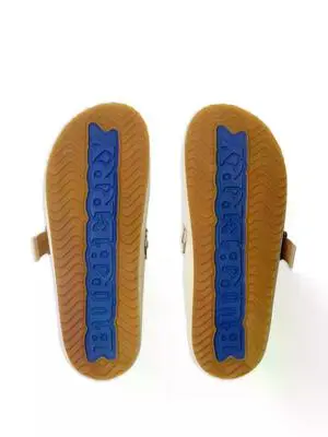 Burberry Suede Buckled Clogs - Neutrals