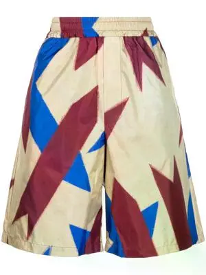 PIERRE-LOUIS MASCIA Abstract-print Silk Bermuda Shorts - Multicolour