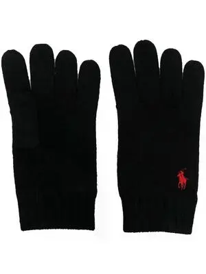 Polo Ralph Lauren Logo-embroidered Wool Gloves - Black