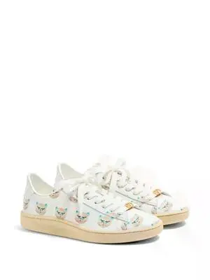Valentino Garavani Royco Sneakers In Nappa Calfskin With Le Chat De La Maison Motif - White