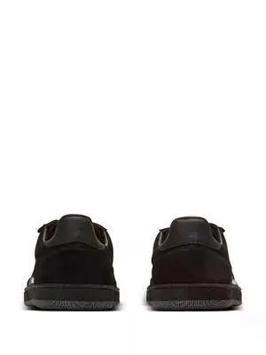 Balmain Swan Suede And Patent Leather Lace-up Sneakers - Black