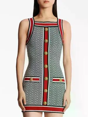 Balmain Button-embellished Monogram Minidress