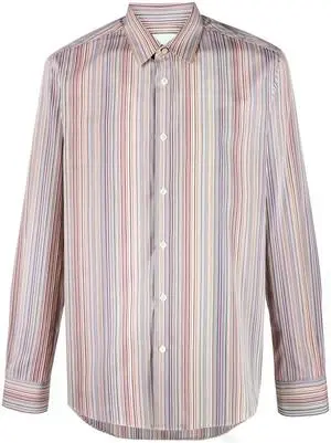 Paul Smith Striped Pointed-collar Cotton Shirt - Neutrals
