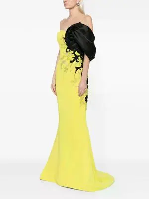 SAIID KOBEISY One-shoulder Embroidered Gown