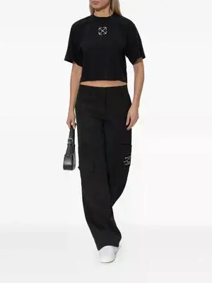 Off-White Jewelled-logo Cropped T-shirt