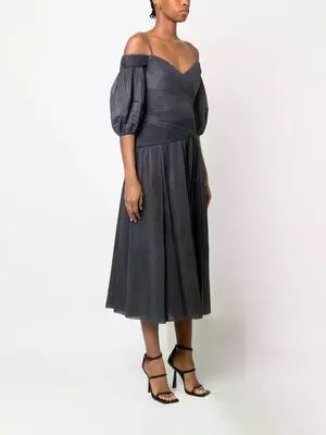 Zimmermann Off-shoulder Pleated Midi Dress