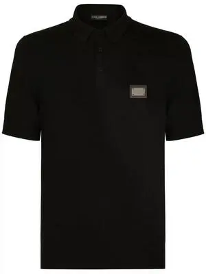Dolce & Gabbana Logo-tag Wool Polo Shirt - Black