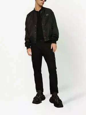Dolce & Gabbana Logo-tag Wool Polo Shirt - Black