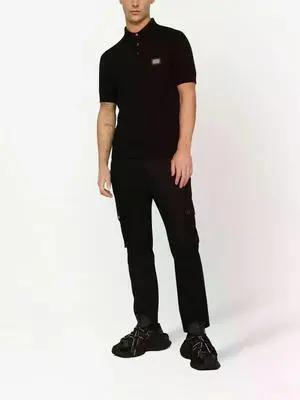 Dolce & Gabbana Logo-tag Wool Polo Shirt - Black