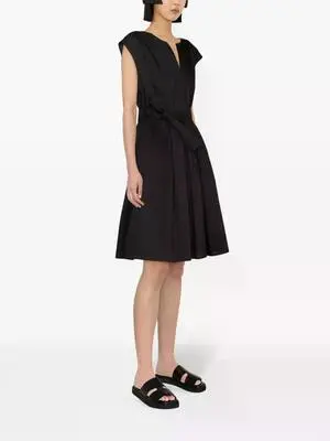 Woolrich Belted Cotton Flared Dress - Black