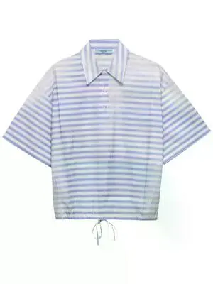 Prada Striped Poplin Polo Shirt