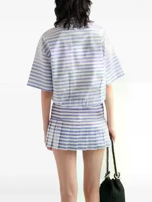 Prada Striped Poplin Polo Shirt