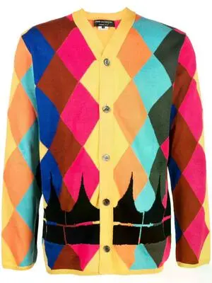 Comme Des Garçons Diamond-print V-neck Cardigan - Multicolour