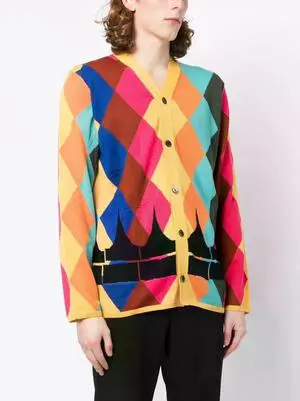 Comme Des Garçons Diamond-print V-neck Cardigan