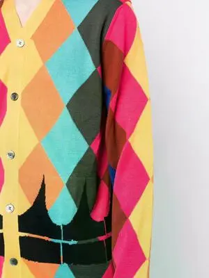 Comme Des Garçons Diamond-print V-neck Cardigan