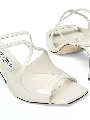 JIMMY CHOO Anise Patent Leather Heeled Mules - White