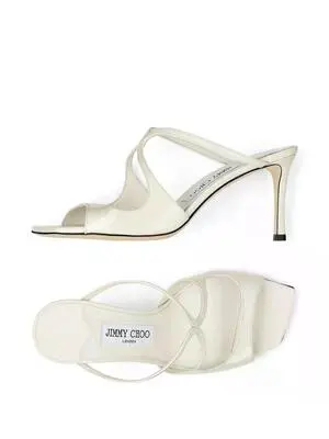 JIMMY CHOO Anise Patent Leather Heeled Mules - White